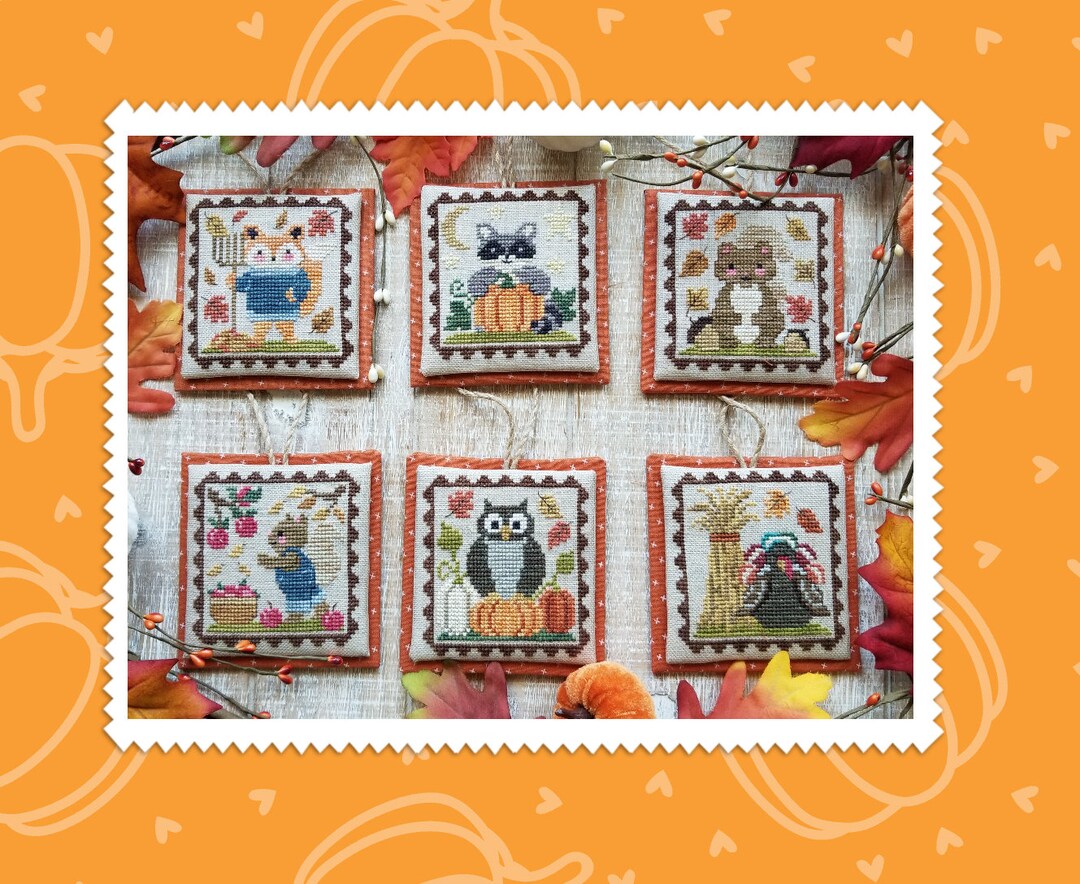 AUTUMN LITTLES; Digital PDF Pattern for Cross Stitch; Set of 6 Cute and ...