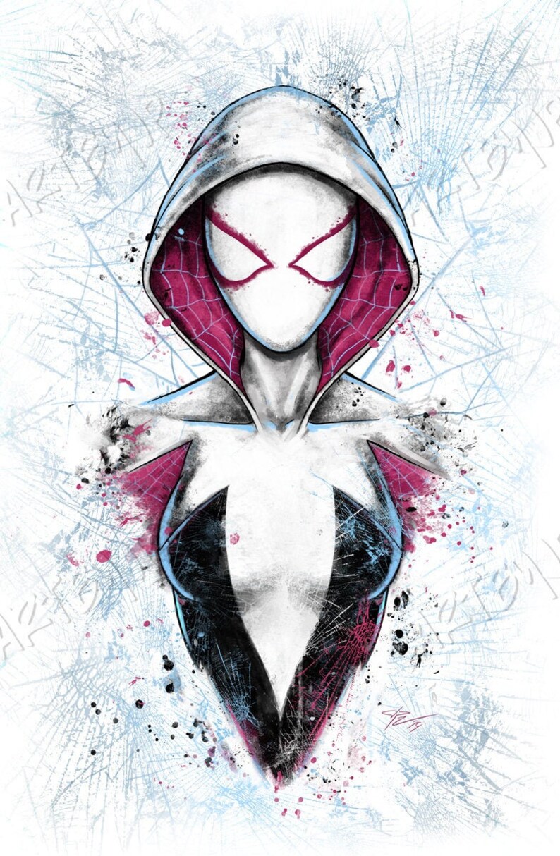 Spider-Gwen Bust Painting Poster Print | Etsy