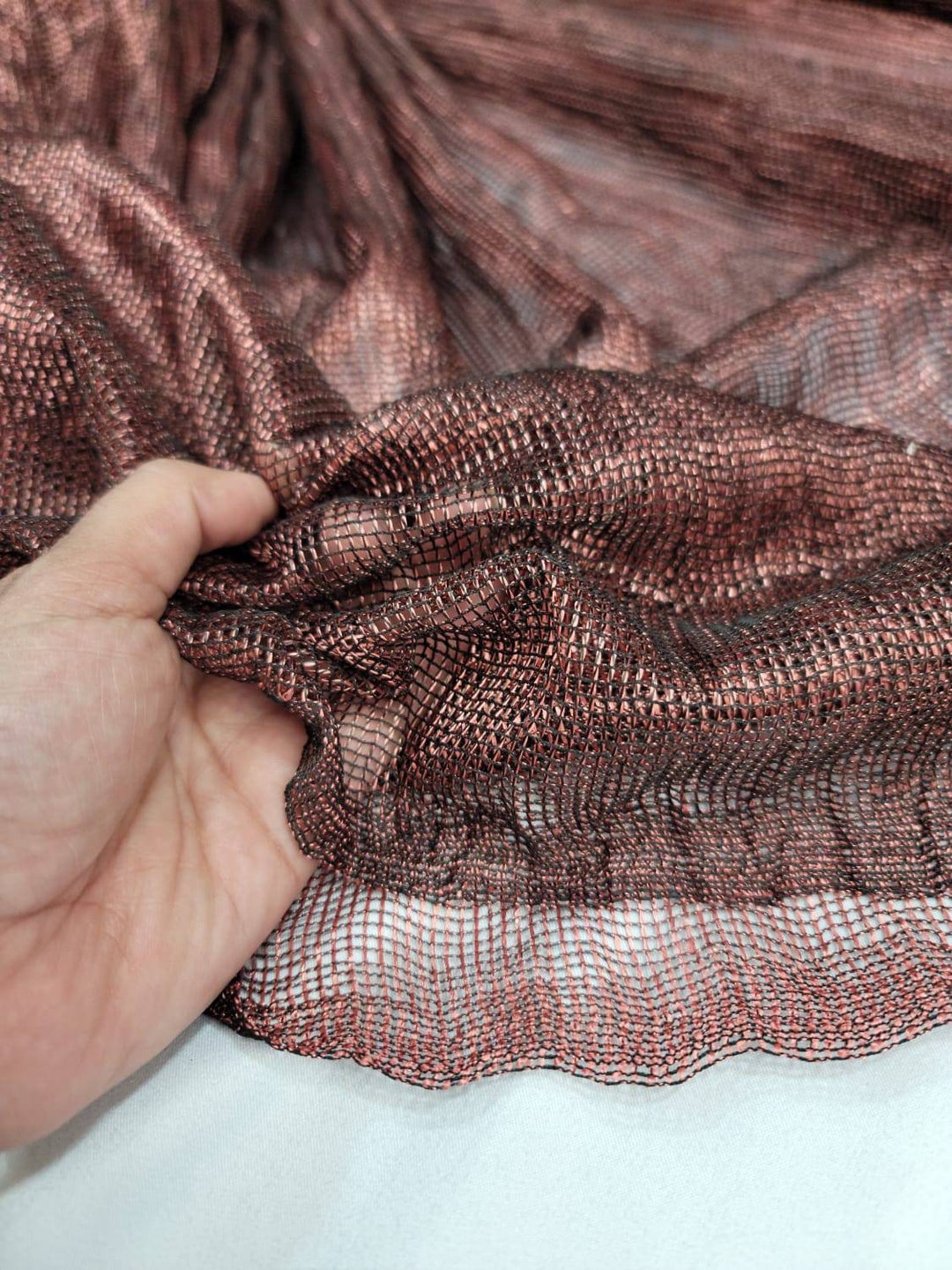 Copper Metallic Fish Net Fabric Sold by the Yard Gown Prom - Etsy