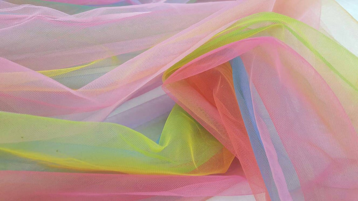 Rainbow Multicolor Italian Tulle Unicorn 2 Way Mesh Stretch | Etsy