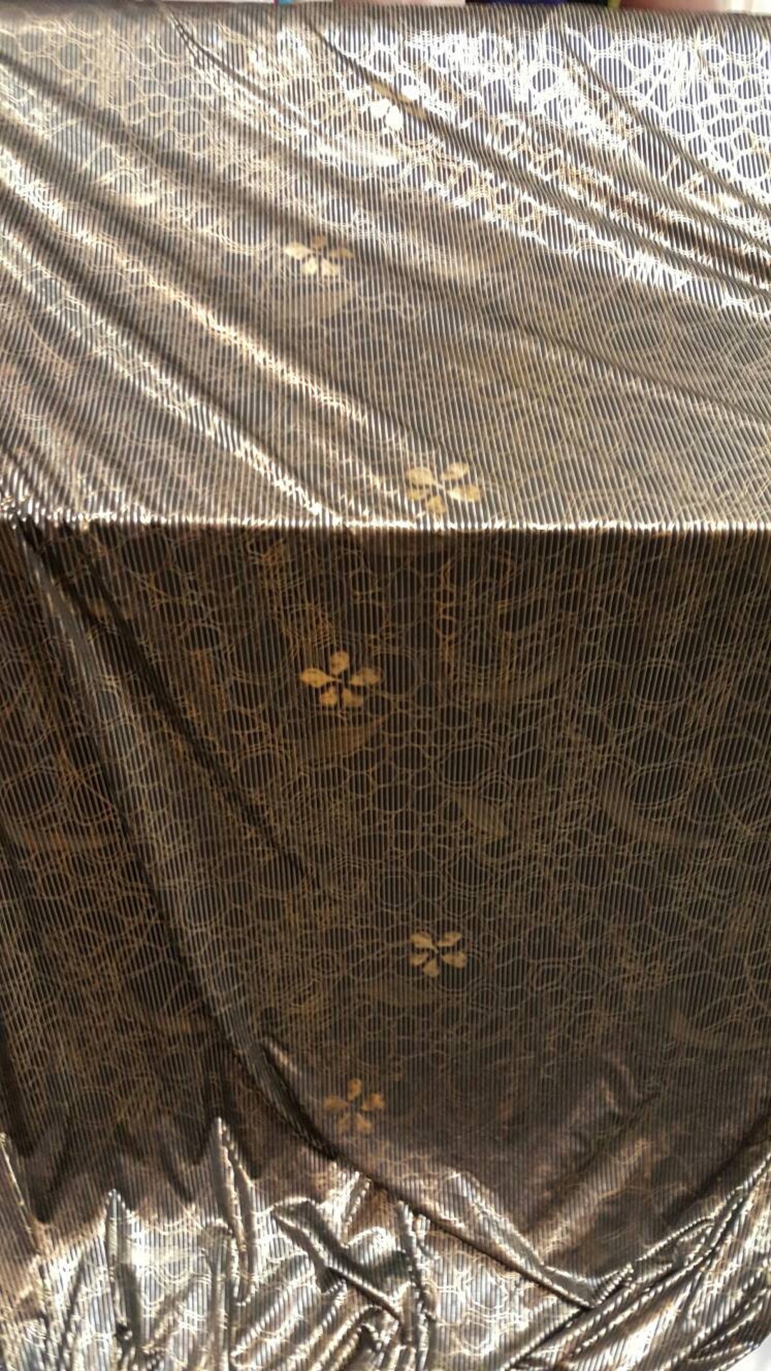 Gold Stretch Pleather on Black Lycra Fabric Sold by the Yard Floral ...
