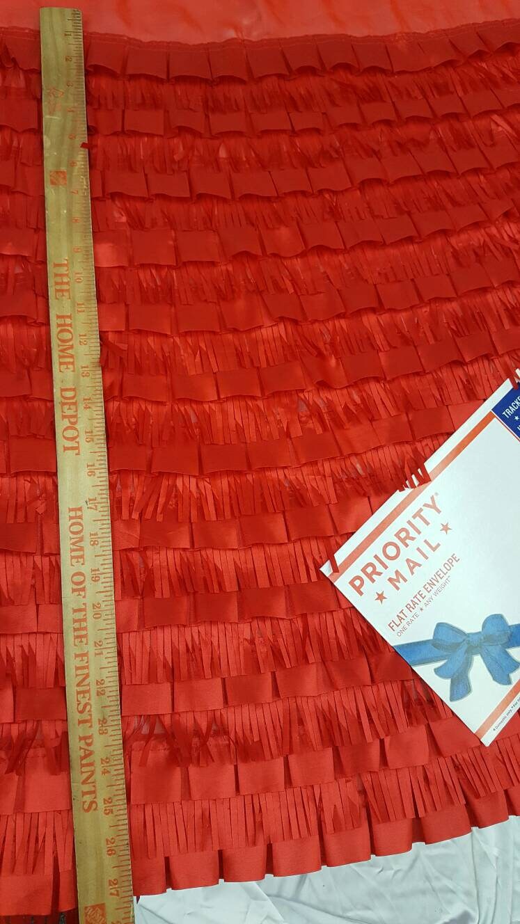 Red Rufles Fringes Handging Prom Fabric by the Yard Gown Quinceañera ...