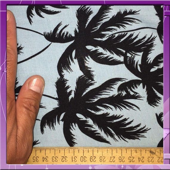 100% Rayon Challis Black Palm Trees on Light Blue Background - Etsy
