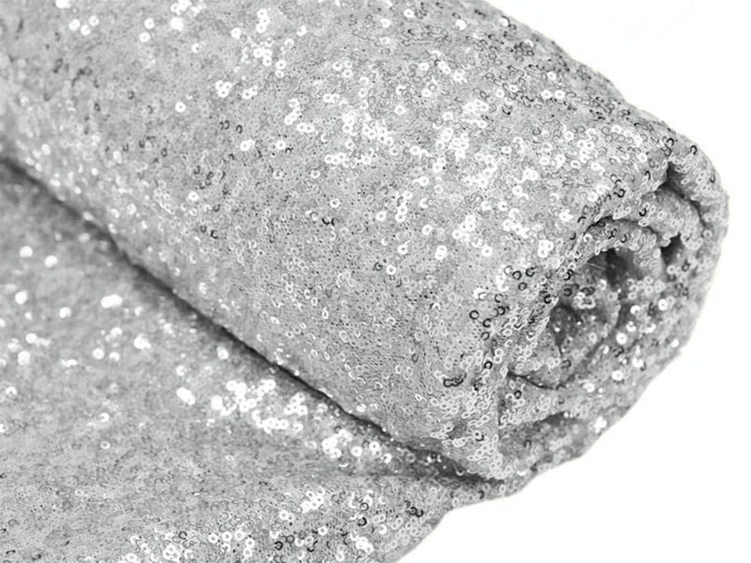 Silver Sequin Fabric, Sold by the Yard, Sequin Fabric, Tablecloth ...