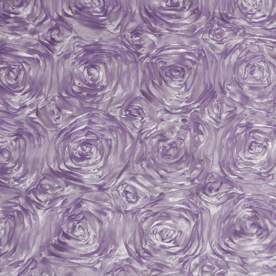 Lavender Rosette Satin Fabric – Sold by the Yard Floral Flowers Satin ...