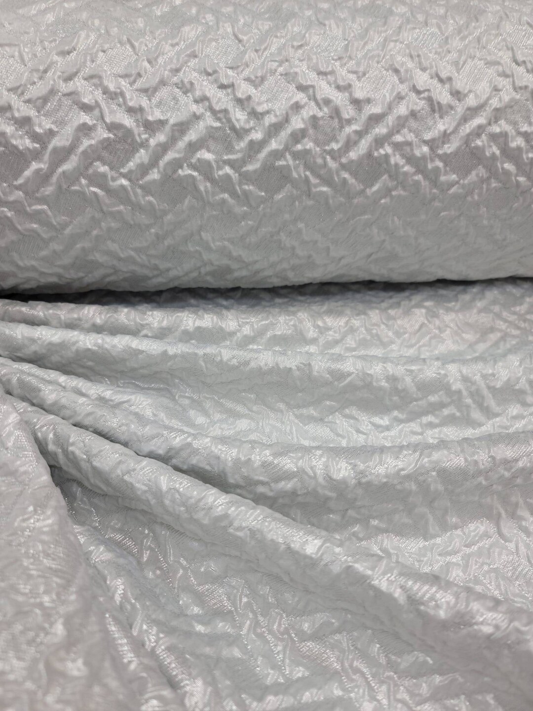 White Brocade Silver Textured Jacquard Fabric Sold by the Yard Gown ...