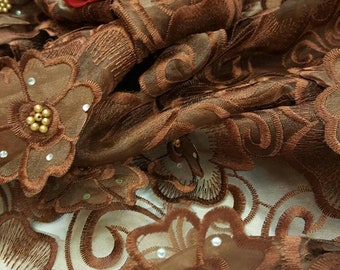 Brown Lace Fabric - Etsy