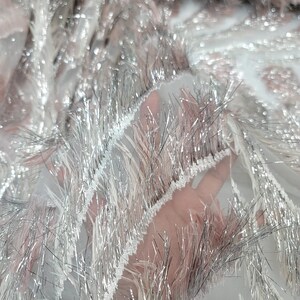 Blush Pink Brocade Shaggy Clear Organza Prom Fabric Sold by the Yard ...