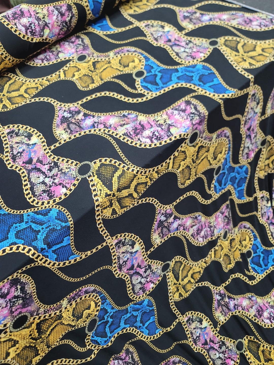 Blue Gold Stretch Skin Snake Spandex Fashion Shimmer Dancer Clothing ...