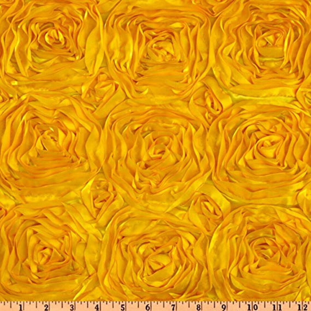 Splenda Satin Ribbon Rosette Yellow Fabric by the Yard Floral Flowers ...
