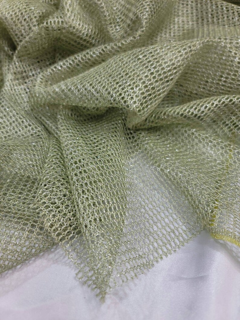 Sage Fish Net Shimmer Silver Fabric Sold by the Yard Fashion Clothing ...