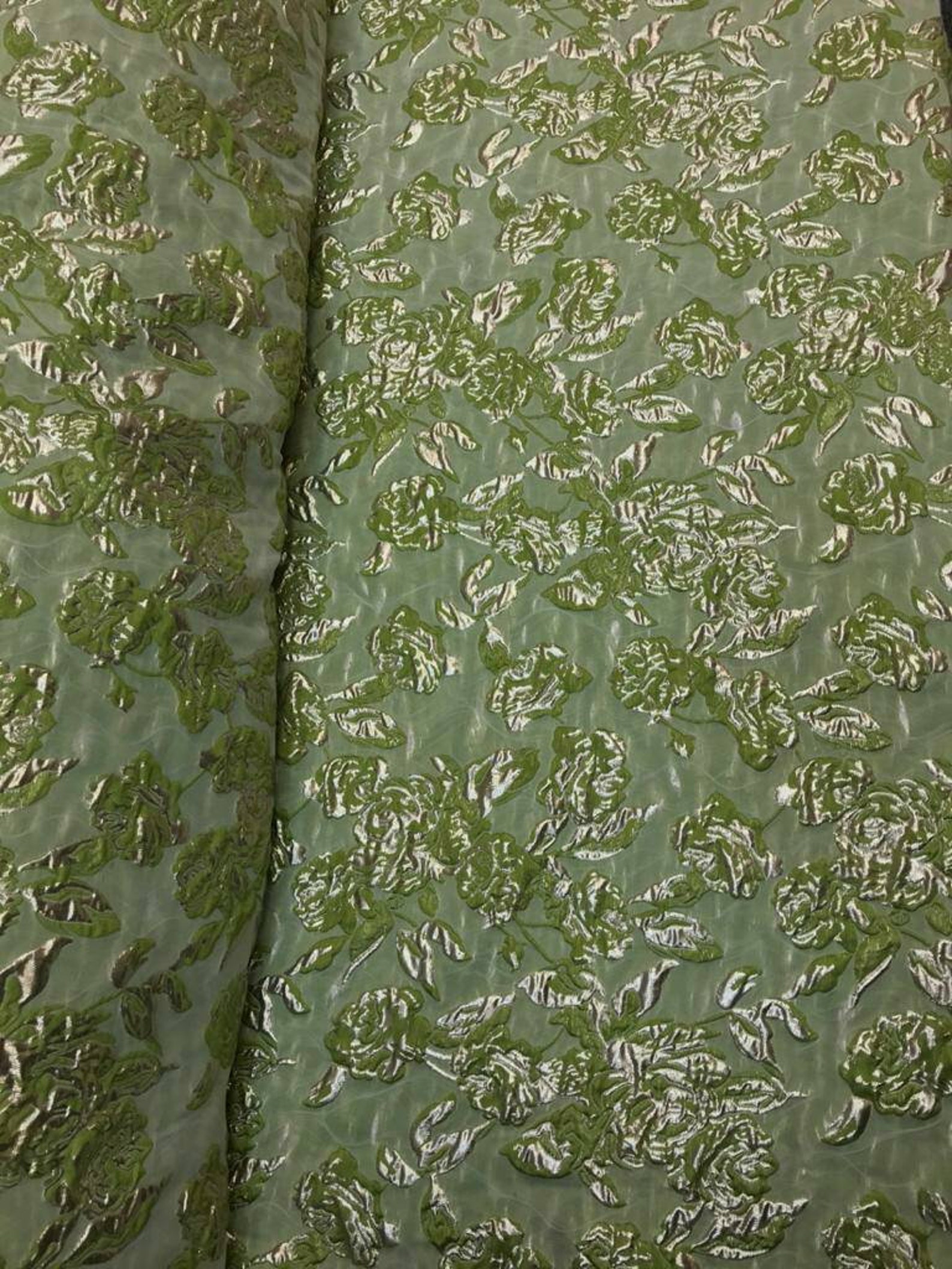 Neon Green Brocade Jacquard Fabric Sold by the Yard Gown | Etsy