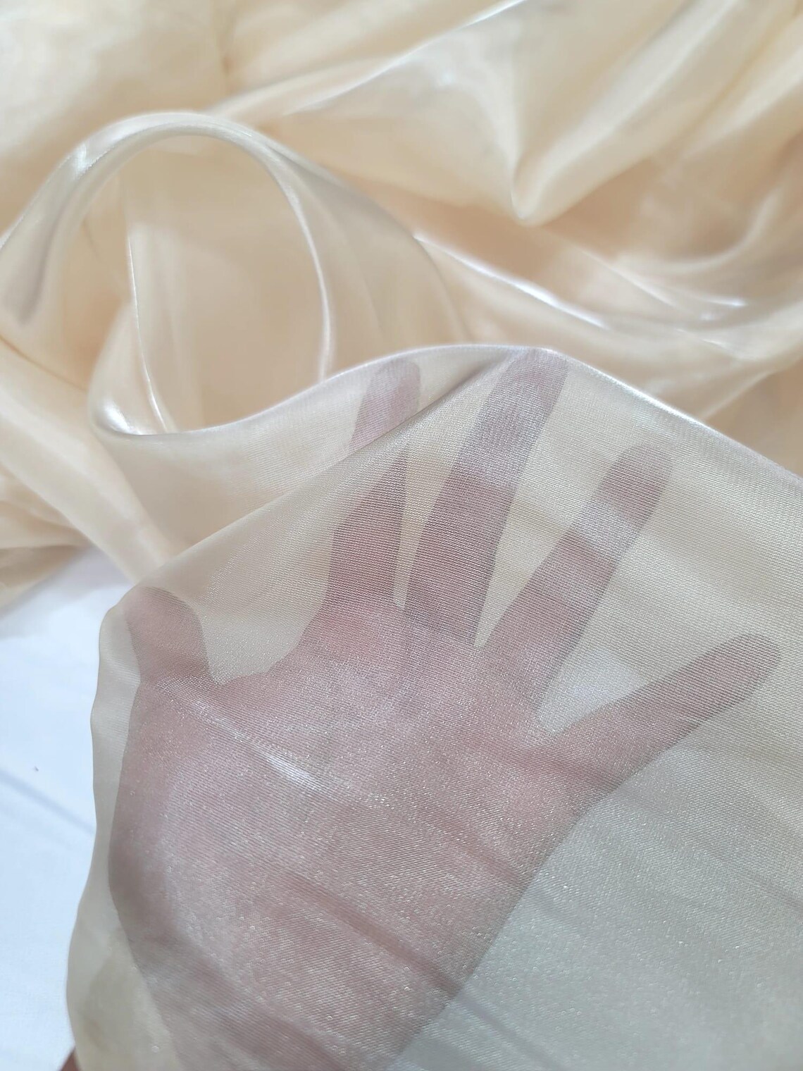Beige Silk Organza Iridescent Sheer Fabric Sold by the Yard Party ...