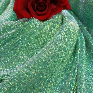 Green Stretch Lame Iridescent Mylar Fabric Sold by the Yard Gown ...