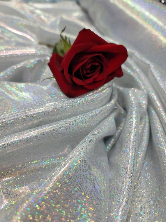 Iridescent Silver Sparkly Glitter Polyester Fabric Sold by the - Etsy