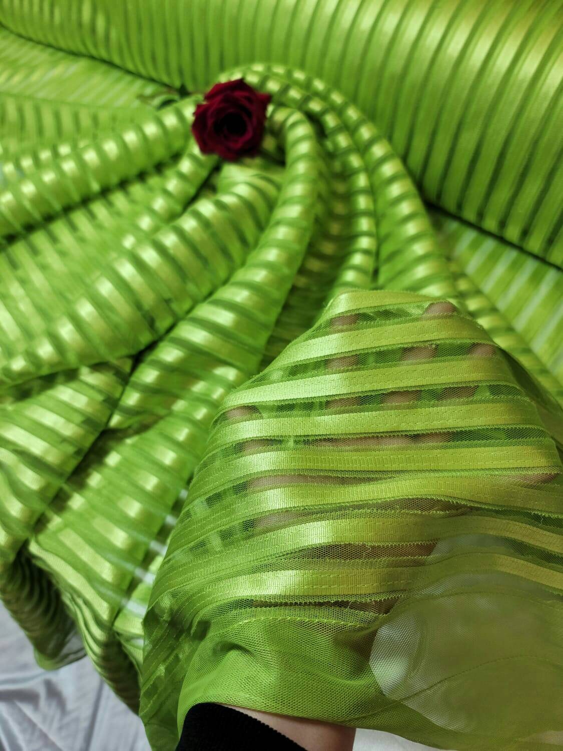 Neón Green Lace Ribbon Embroidery on Mesh Stretch Fabric Sold - Etsy