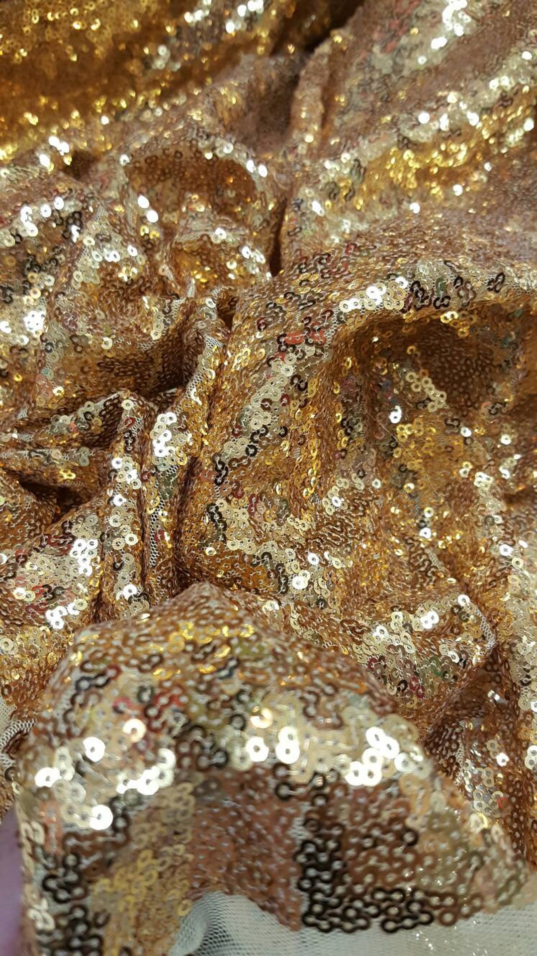 Gold Sequin Fabric on Yellow Mesh 60 Inch W Fabric Sold by the Yard ...