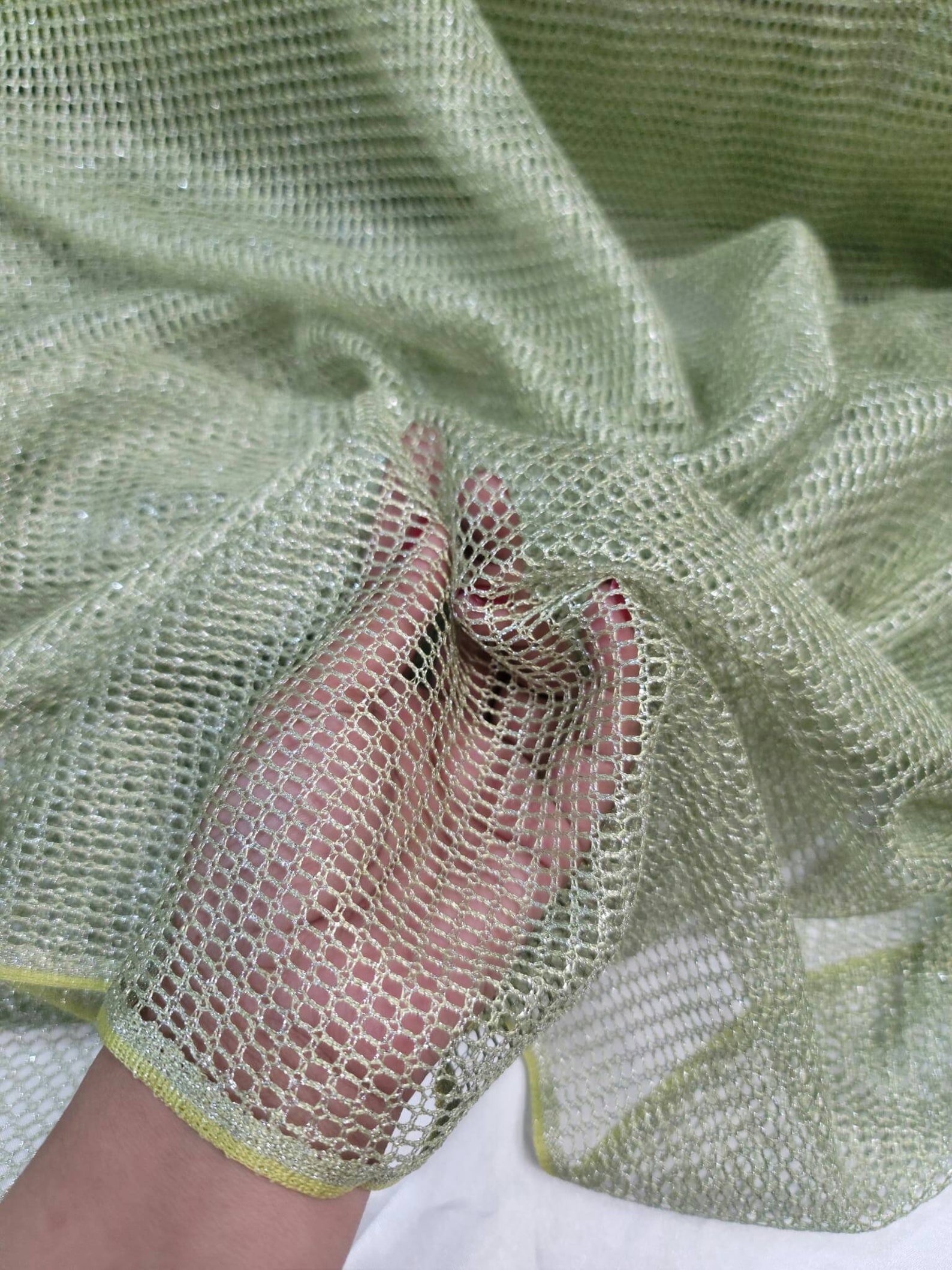 Sage Fish Net Shimmer Silver Fabric Sold by the Yard Fashion - Etsy