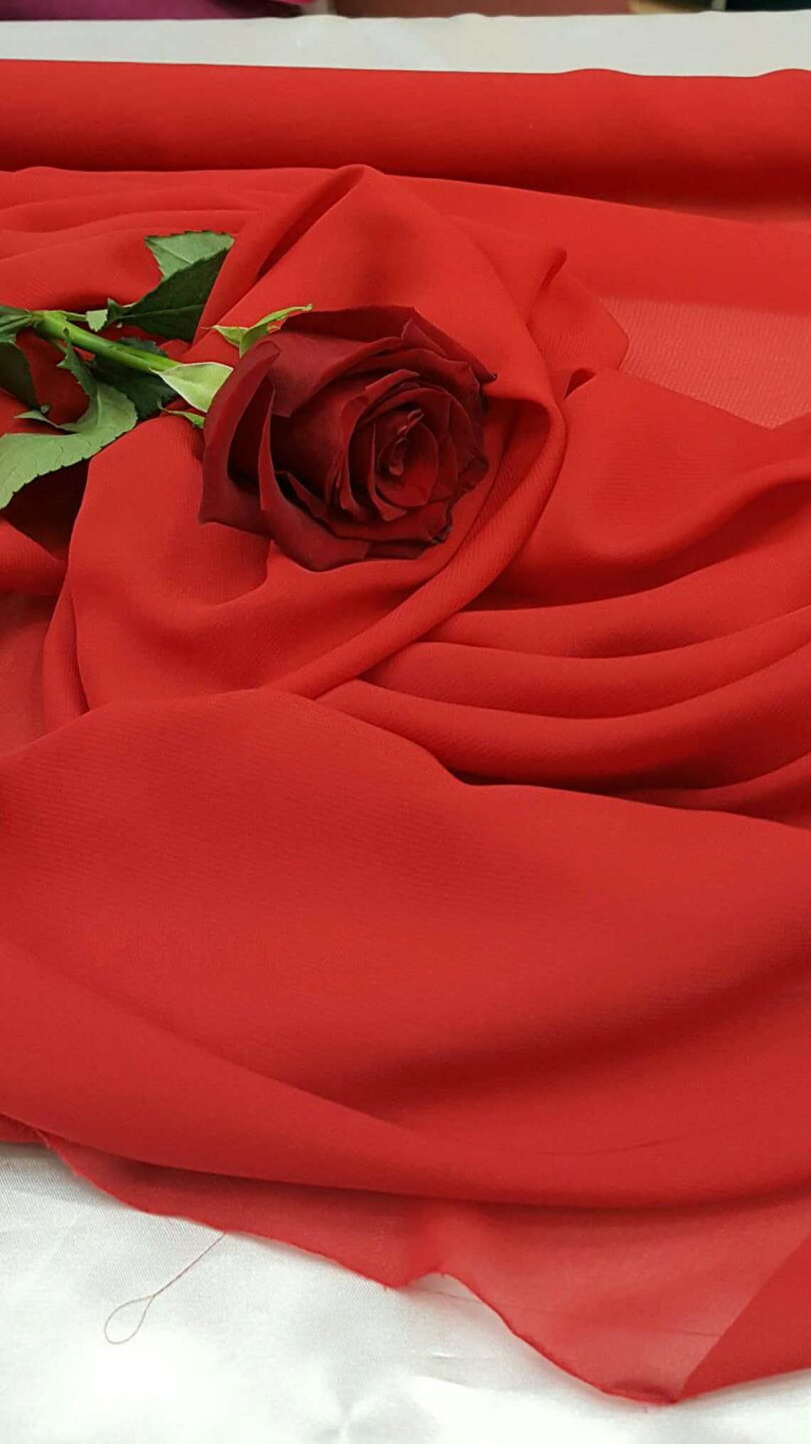 Red Chiffon Fabric Sold by the yard Ligth Weight Sheer Flowy | Etsy