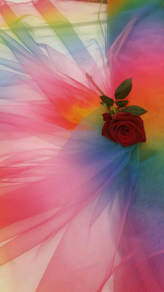 Rainbow Multicolor Italian Tulle Unicorn 2 Way Mesh Stretch | Etsy