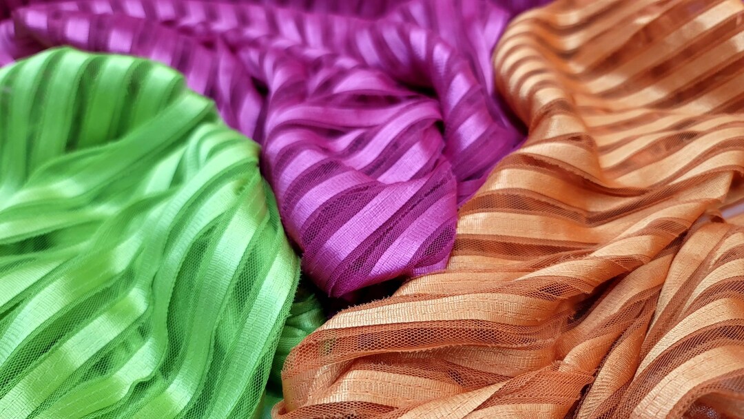 Orange Lace Neon Pink Green Orange Fabric by the Yard Gown Quinceañera ...