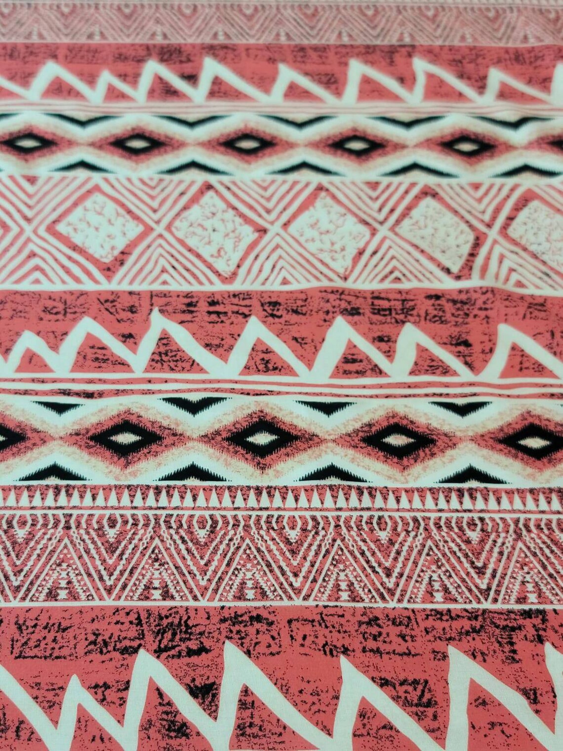 Rayon Challis tela cortada a tamaño rosa coral de blanco - Etsy España