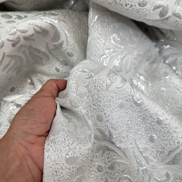 White Brocade - Etsy