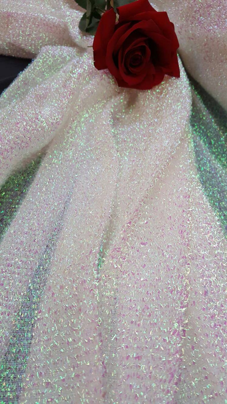 White Stretch Lame Iridescent Mylar Prom Fabric Sold by the - Etsy