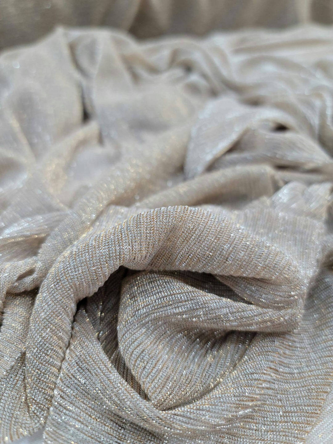 Beige Gold Stretch Fabric Sheer Stretch Fabric Sold by the Yard ...