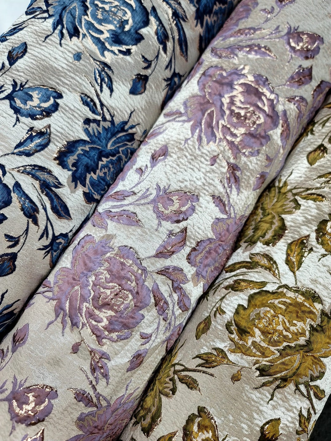 Brocade Jacquard Fabric by the Yard Floral Flowers Choose the Color ...