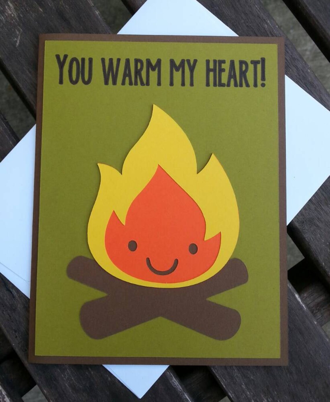Campfire Card Love Card Camping Themed Notecard Nature - Etsy