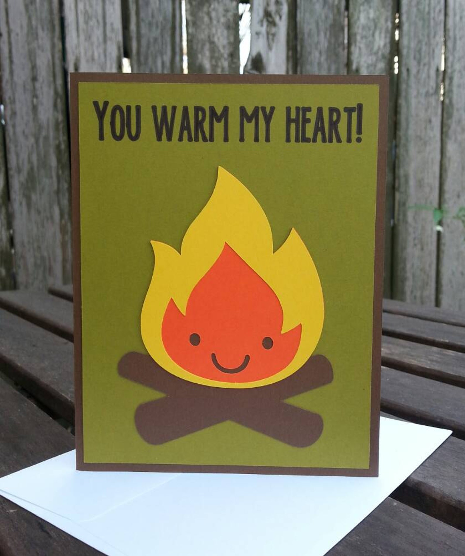 Campfire Card Love Card Camping Themed Notecard Nature - Etsy