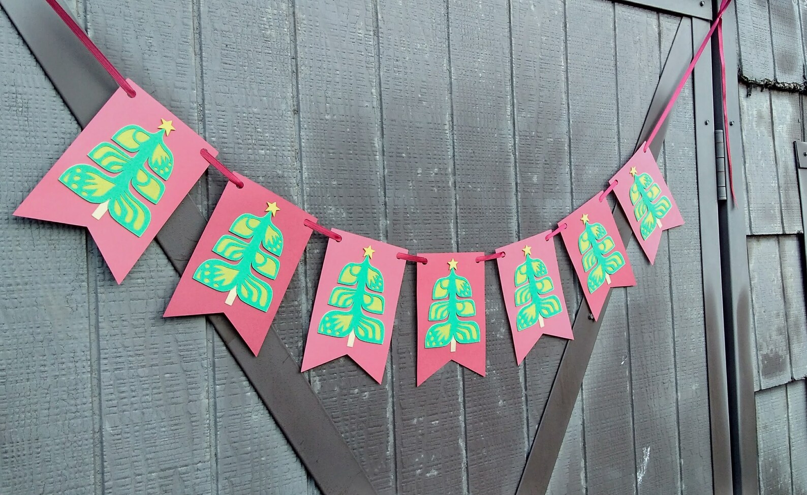 Christmas Banner Tree Garland Holiday Pennant Nordic - Etsy