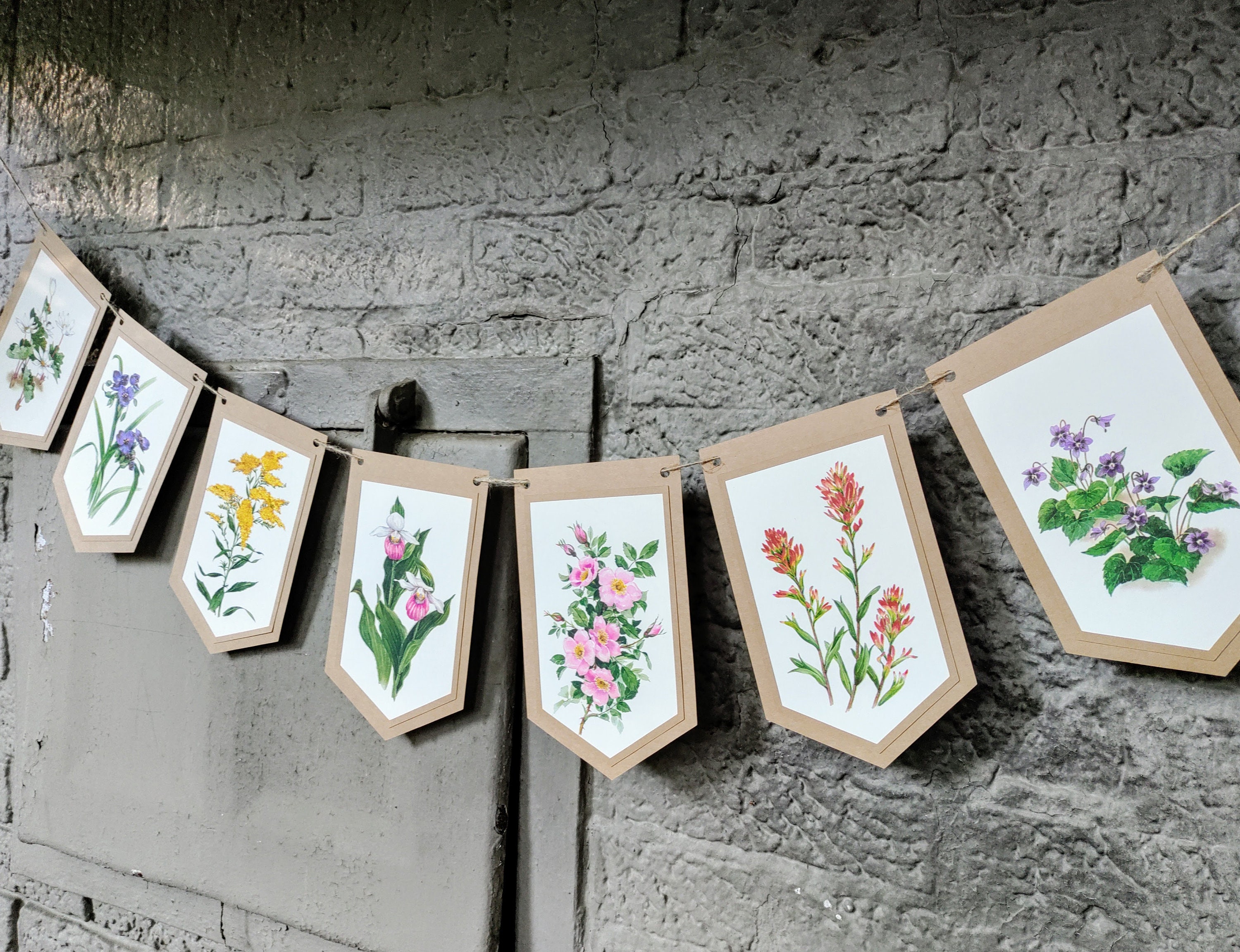 Botanical Cottagecore Banner Wildflower Bunting Decor | Etsy