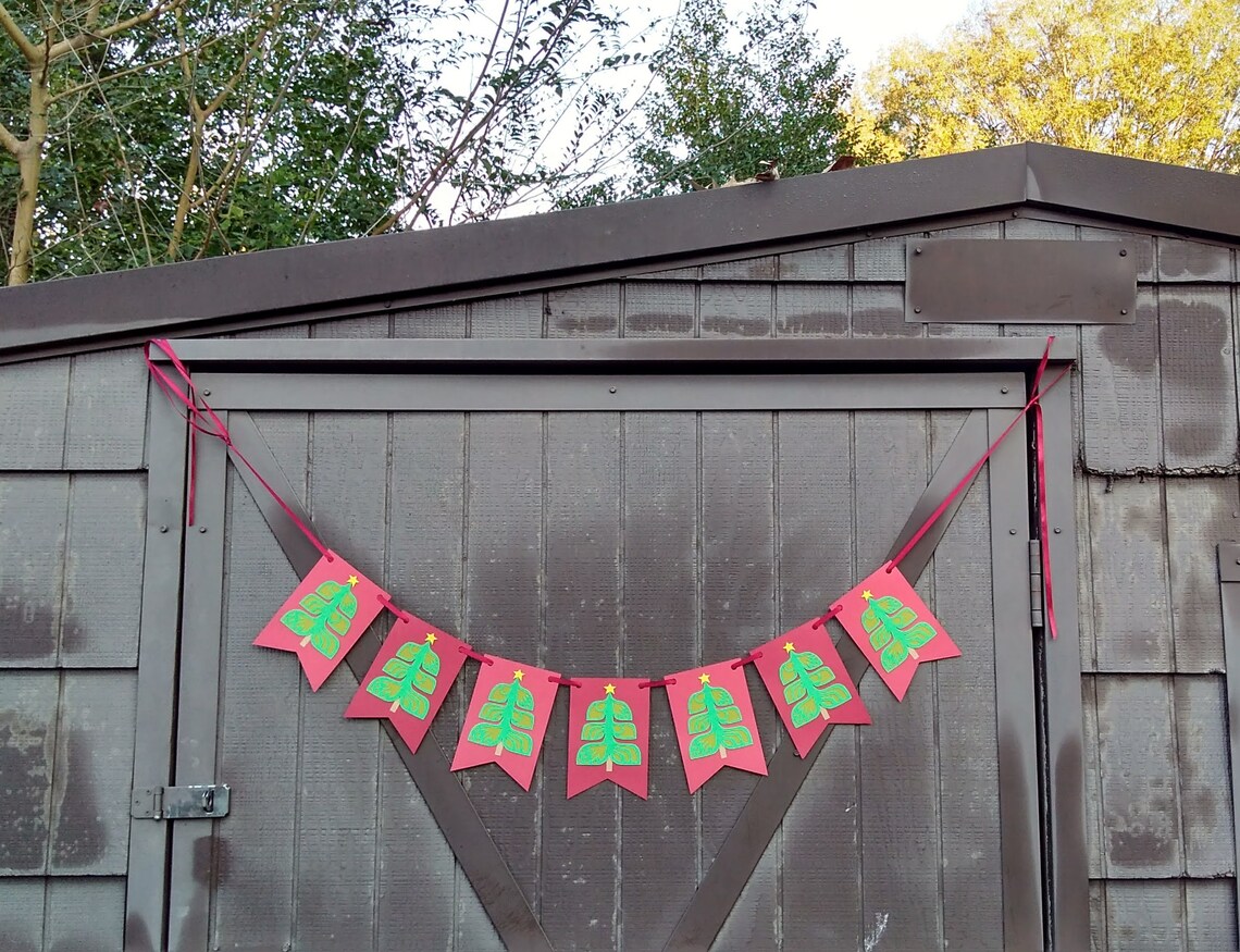 Christmas Banner Tree Garland Holiday Pennant Nordic - Etsy