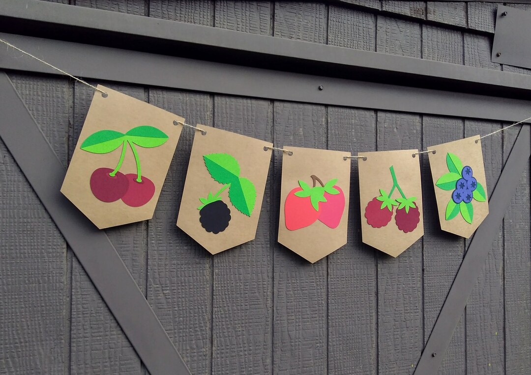 Berry Banner Farmer's Market Decor Berry Patch Fruit Pennant Cherry ...