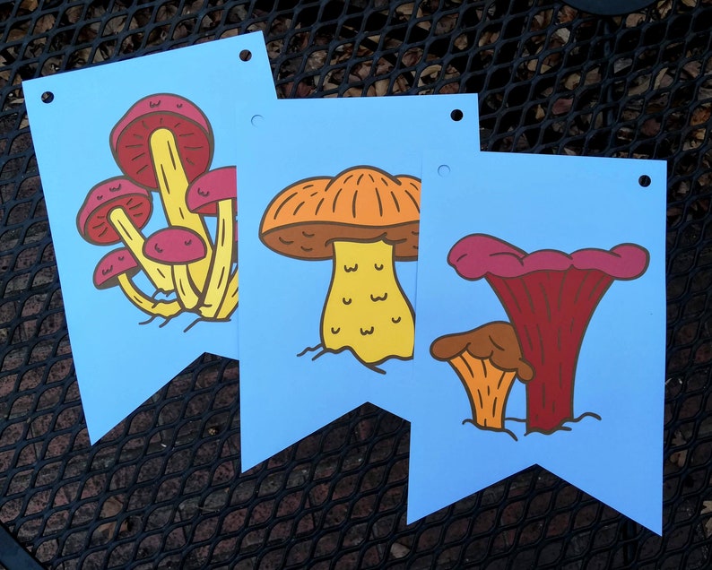 Mushroom Banner Fungi Pennant Mushrooms Party Decor - Etsy