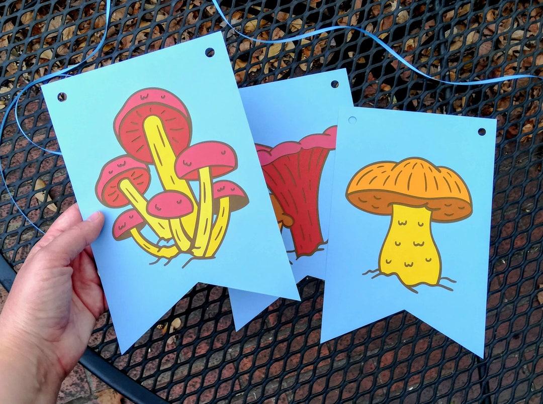 Mushroom Banner Fungi Pennant Mushrooms Party Decor - Etsy