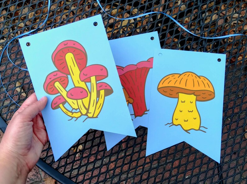 Mushroom Banner Fungi Pennant Mushrooms Party Decor - Etsy