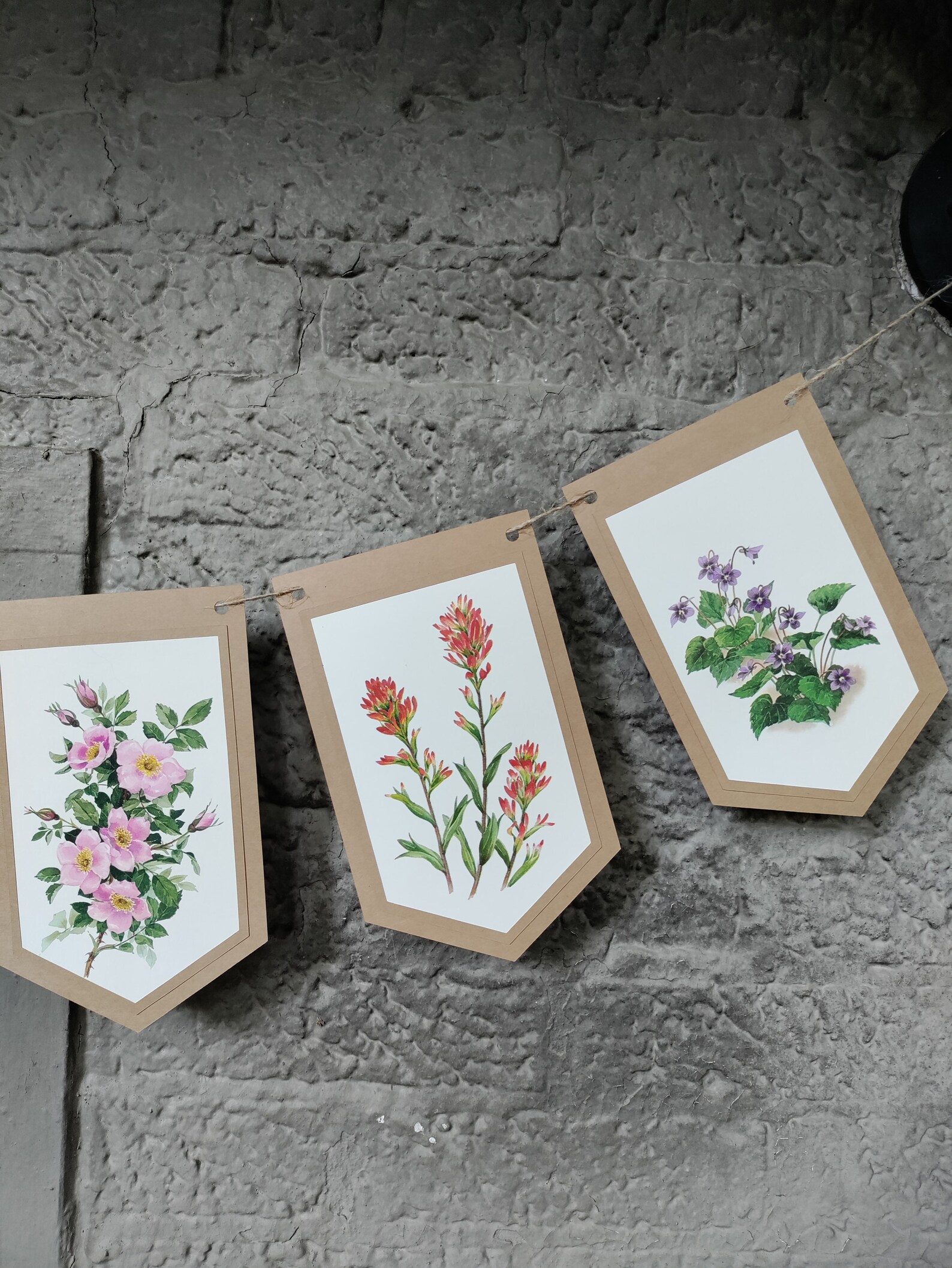 Botanical Cottagecore Banner Wildflower Bunting Decor | Etsy