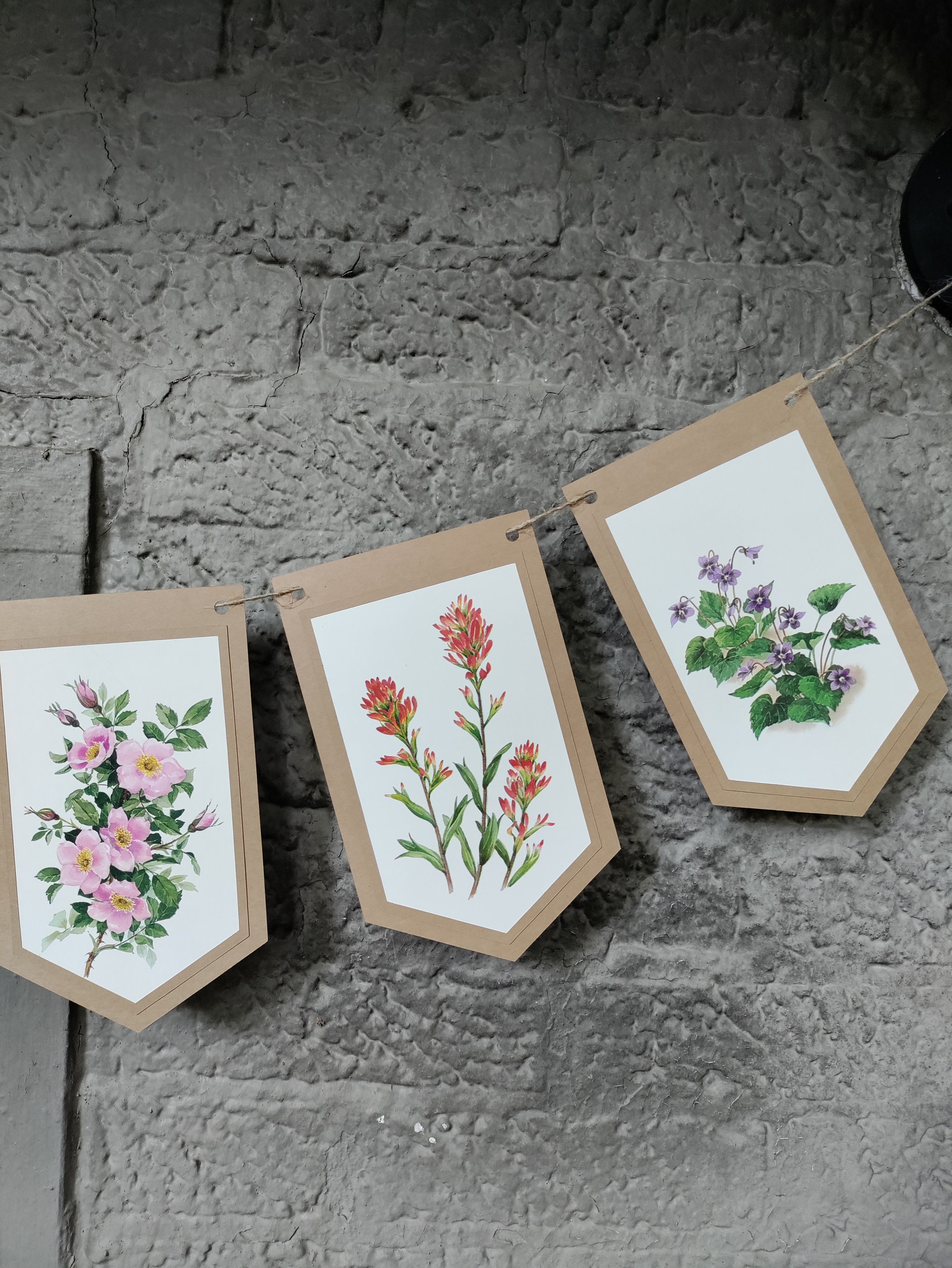 Botanical Cottagecore Banner Wildflower Bunting Decor | Etsy