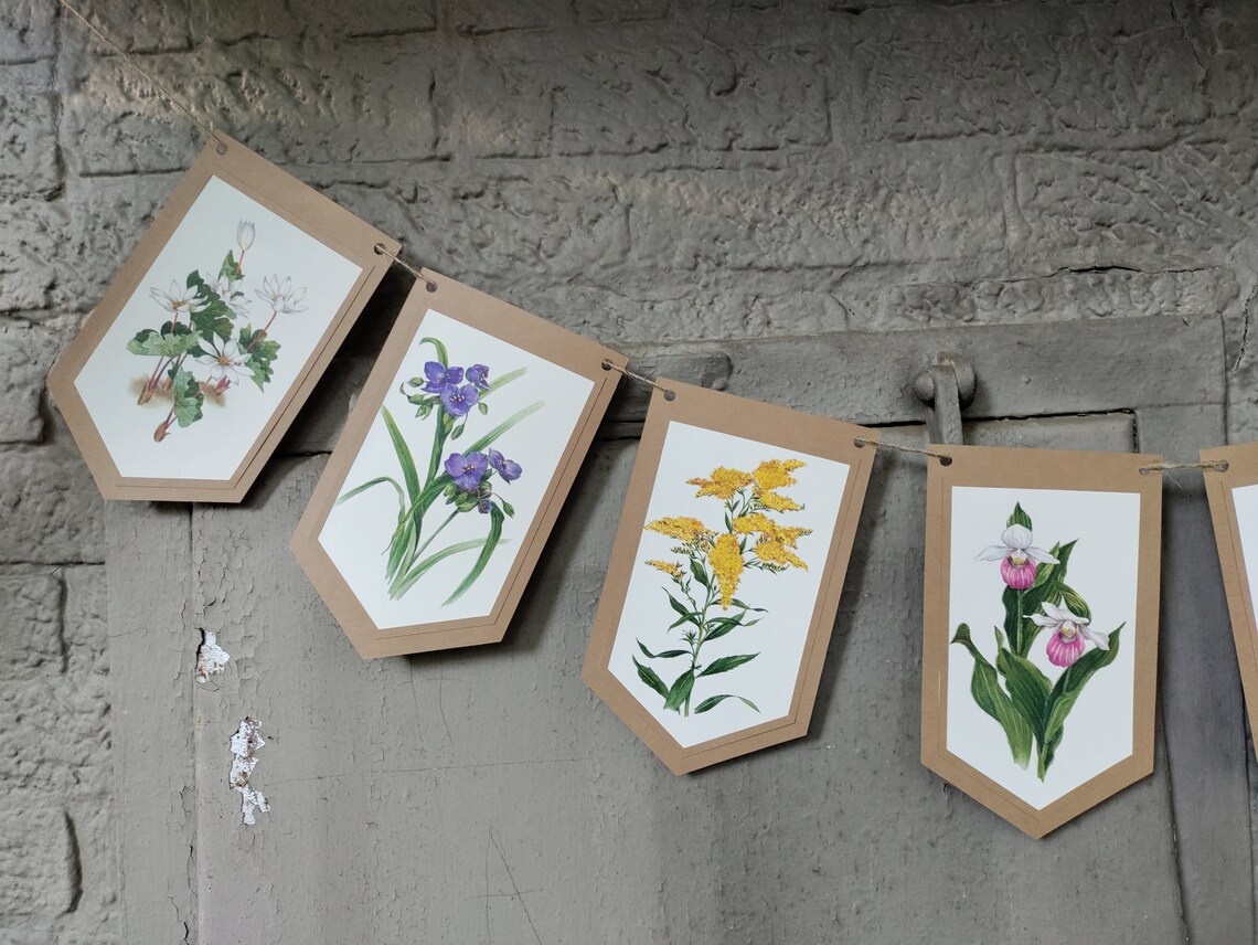 Botanical Cottagecore Banner Wildflower Bunting Decor | Etsy