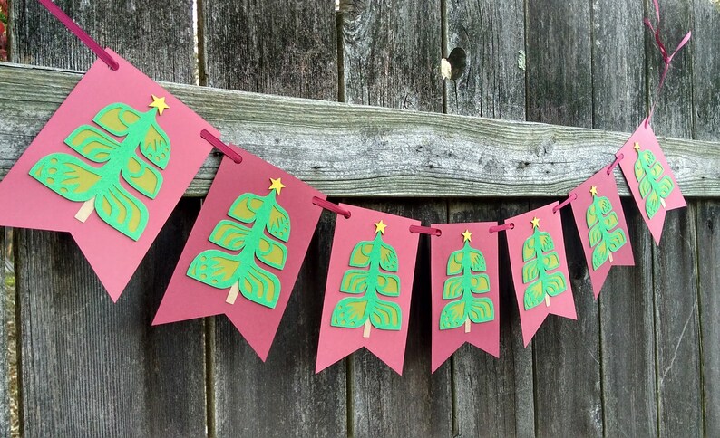 Christmas Banner Tree Garland Holiday Pennant Nordic - Etsy