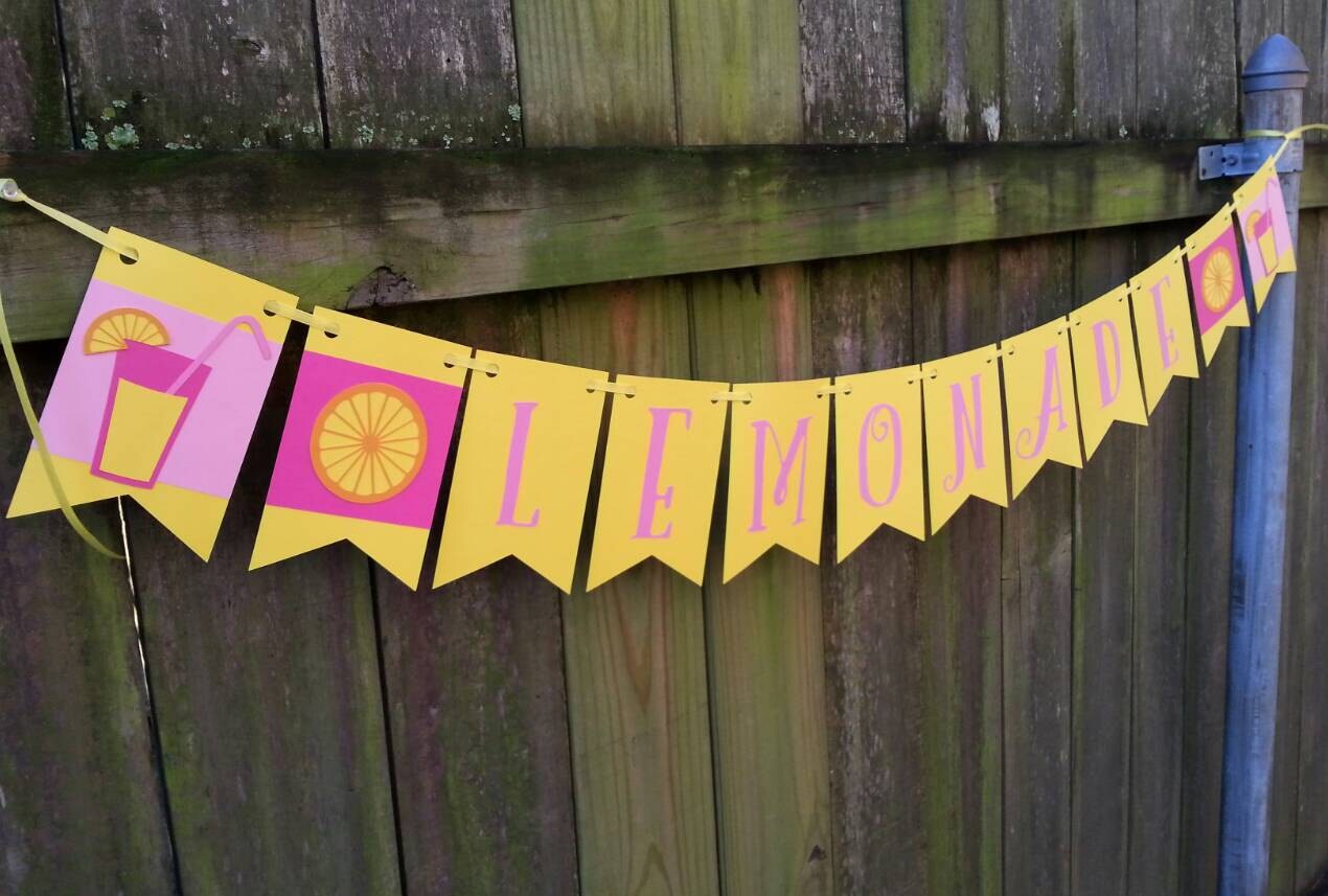 Lemonade Stand Banner Pink Lemonade Pennant Lemonade | Etsy