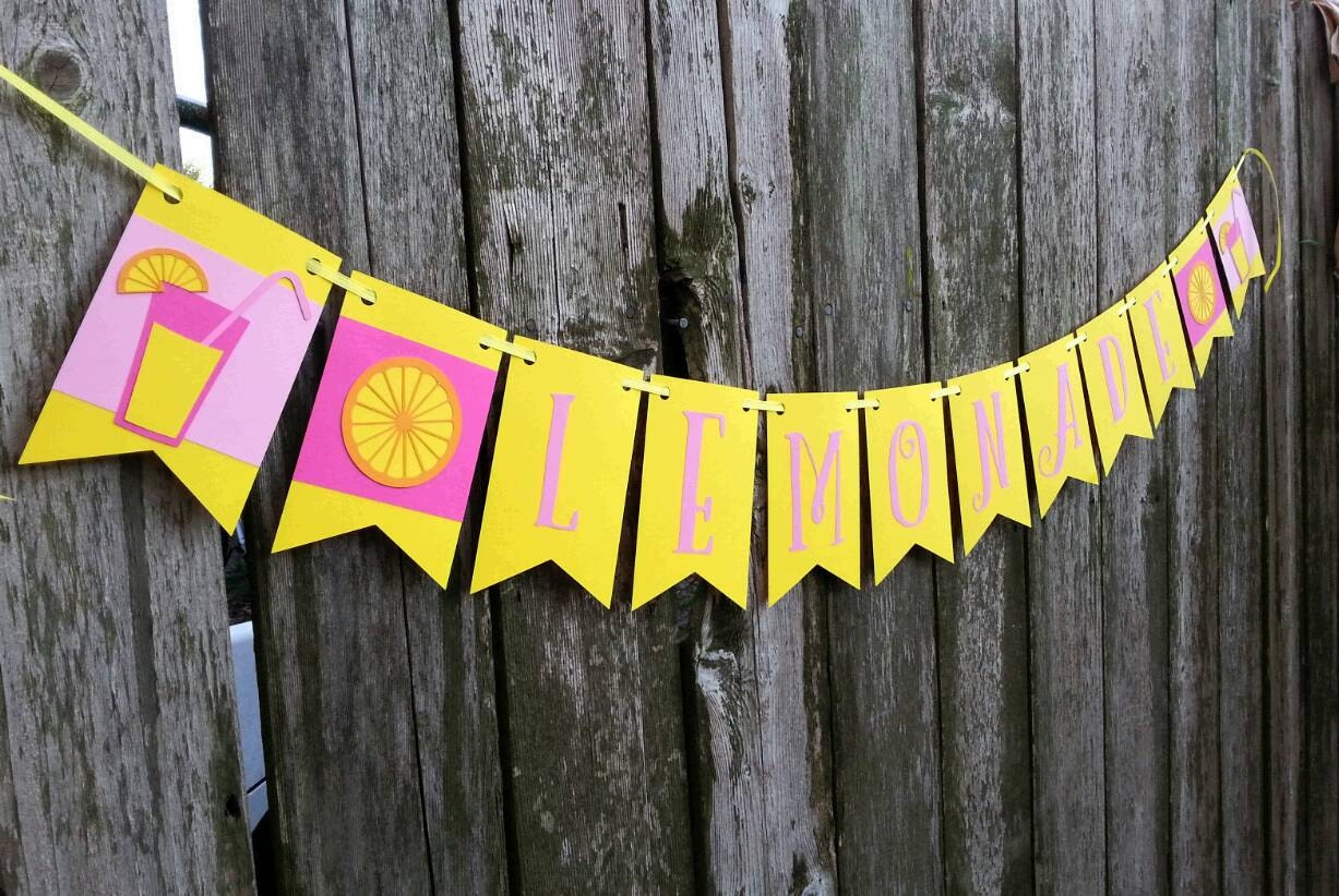 Lemonade Stand Banner Pink Lemonade Pennant Lemonade | Etsy