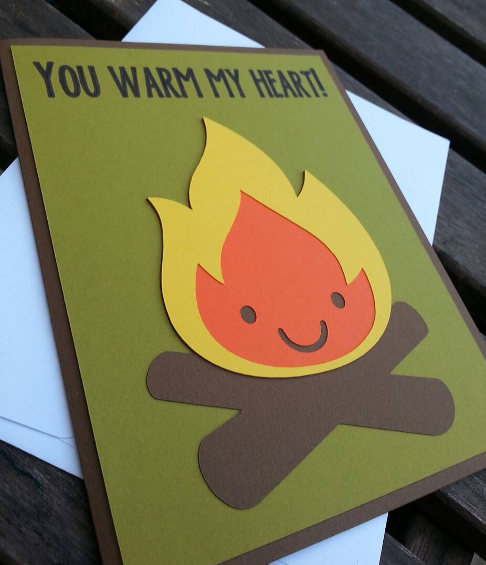 Campfire Card Love Card Camping Themed Notecard Nature - Etsy