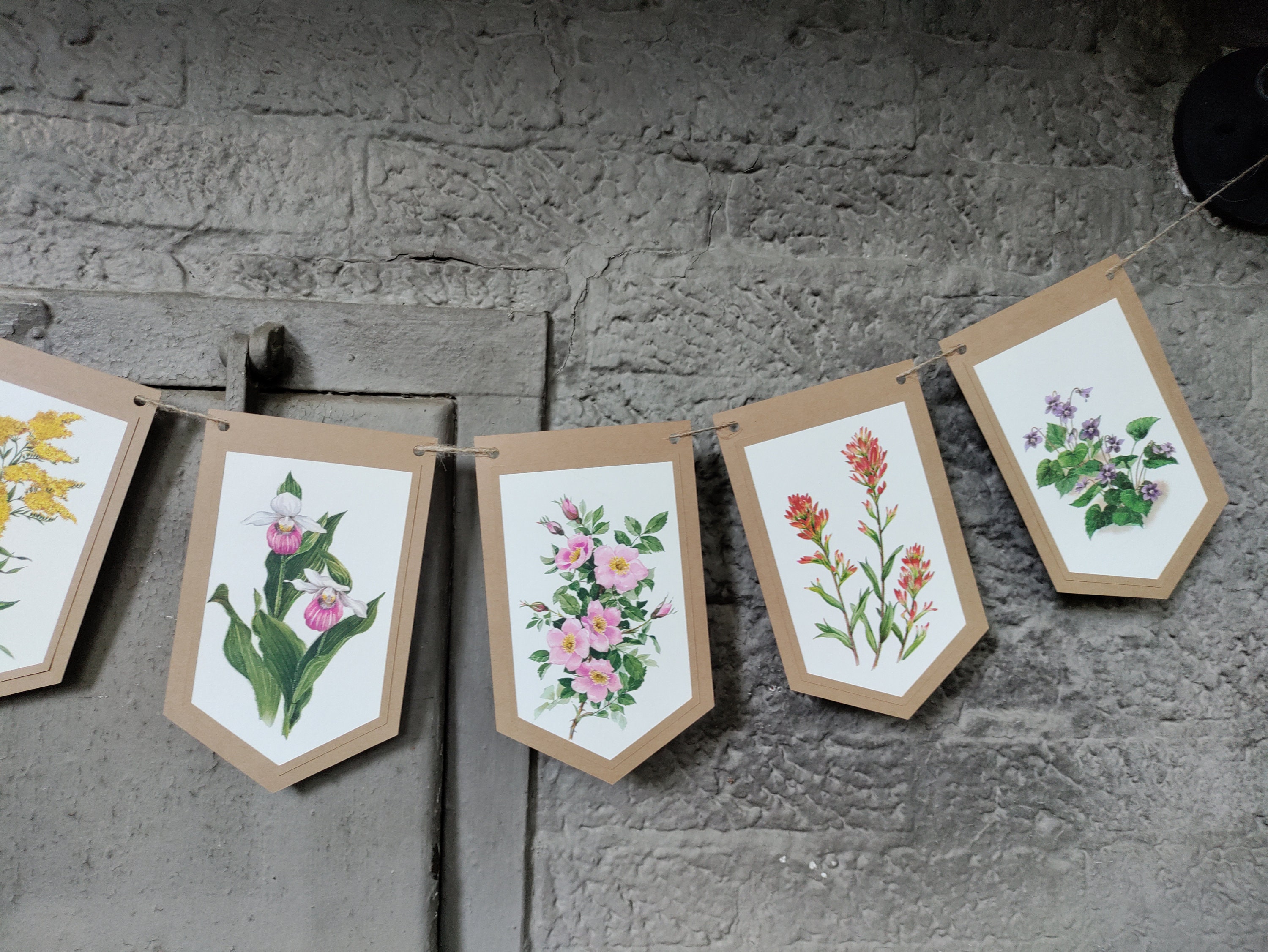 Botanical Cottagecore Banner Wildflower Bunting Decor | Etsy