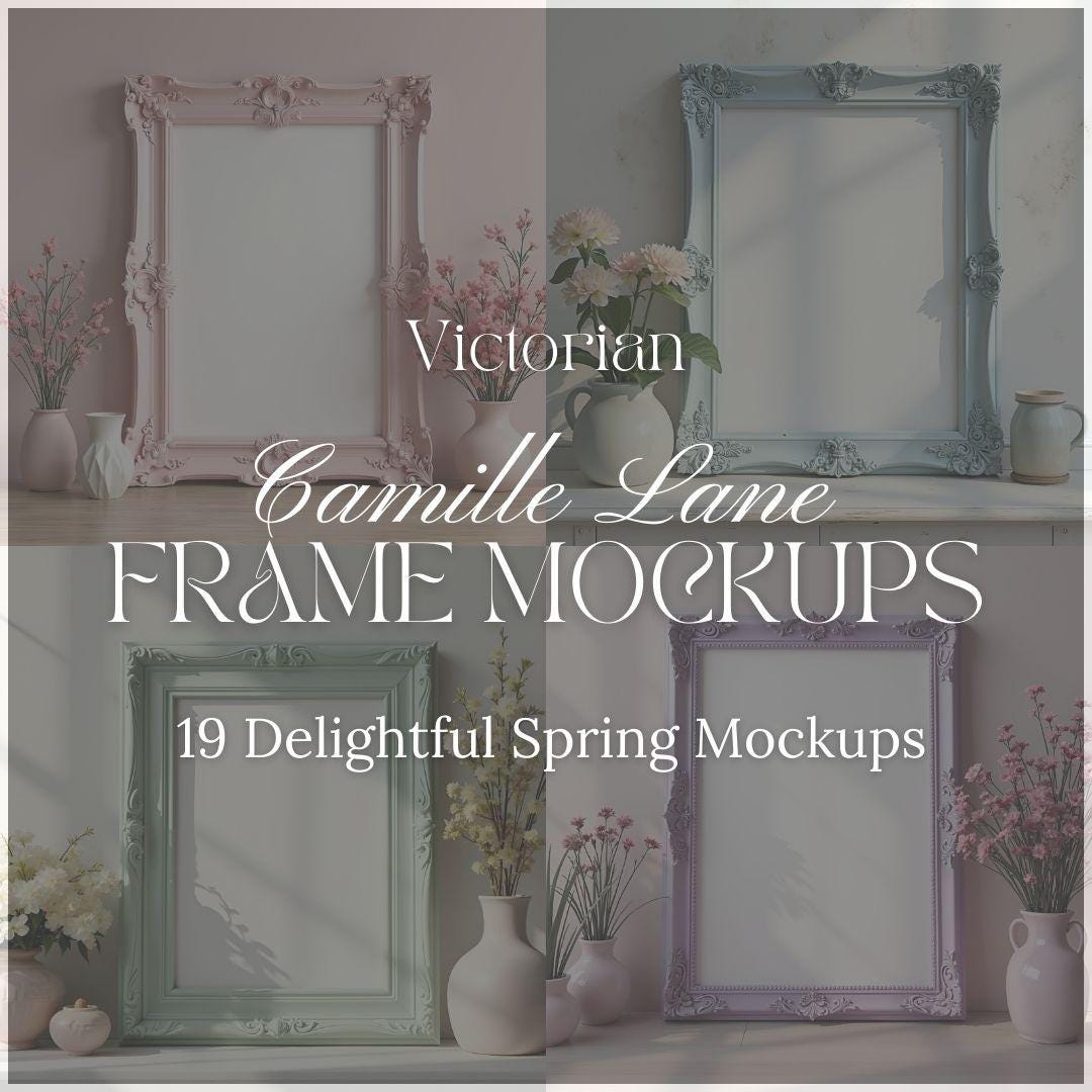 Victorian Frame Mockups: Pastel Wall Art Mockups for Canva (JPEG ...