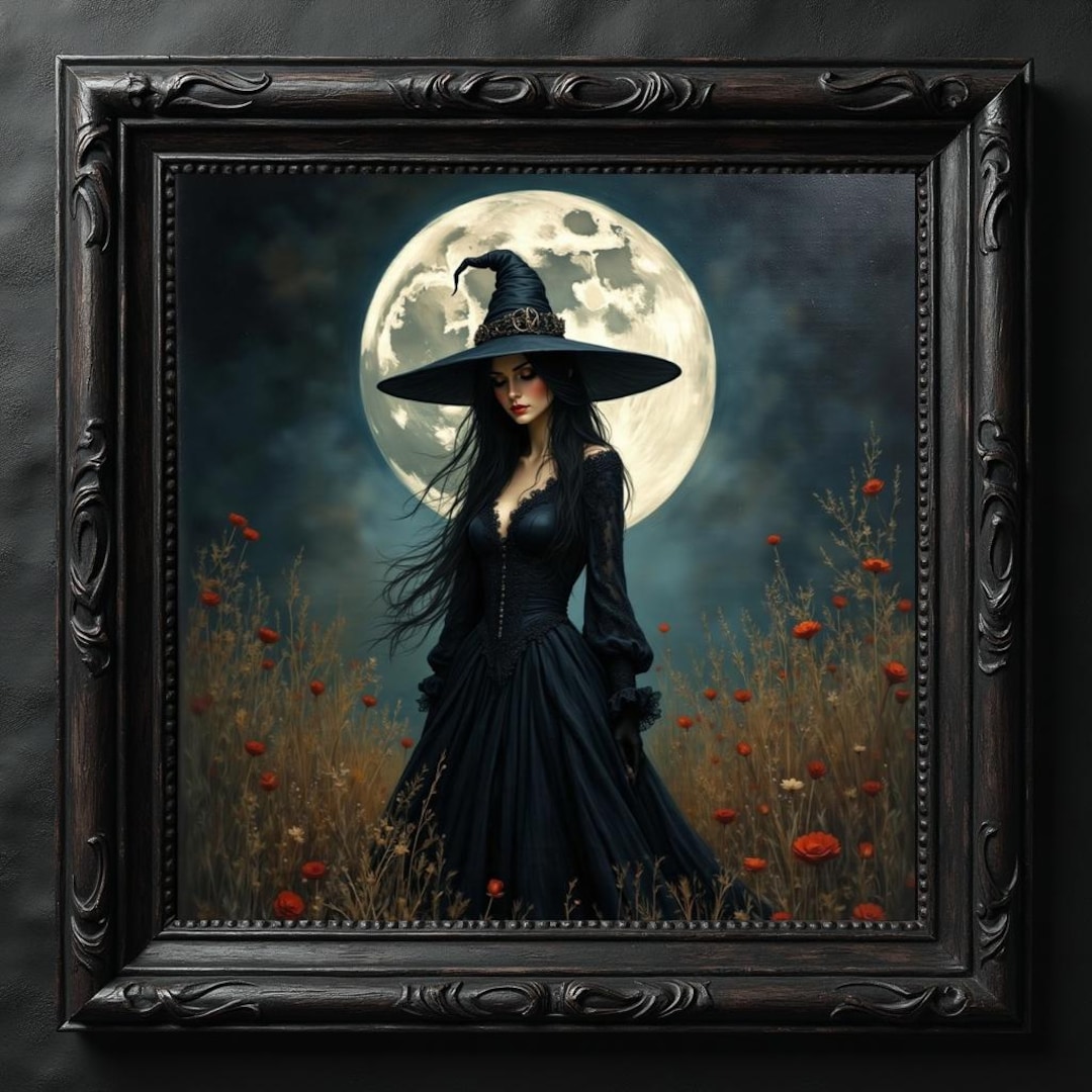 Gothic Witch Art Print: Victorian Moonlit Witch Artwork - Etsy