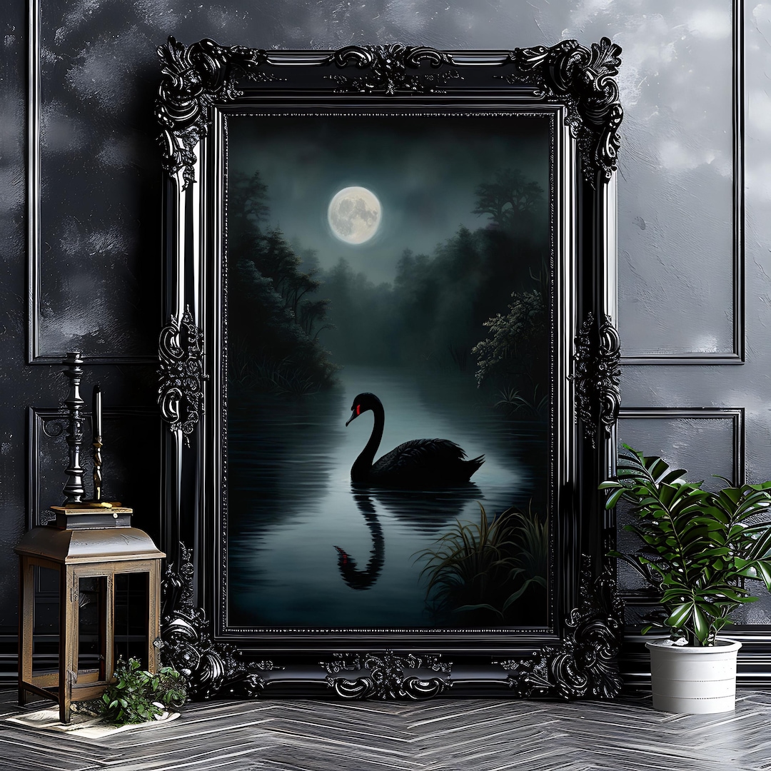 Black Swan Print: Gothic Victorian Moonlit Bird Artwork - Etsy